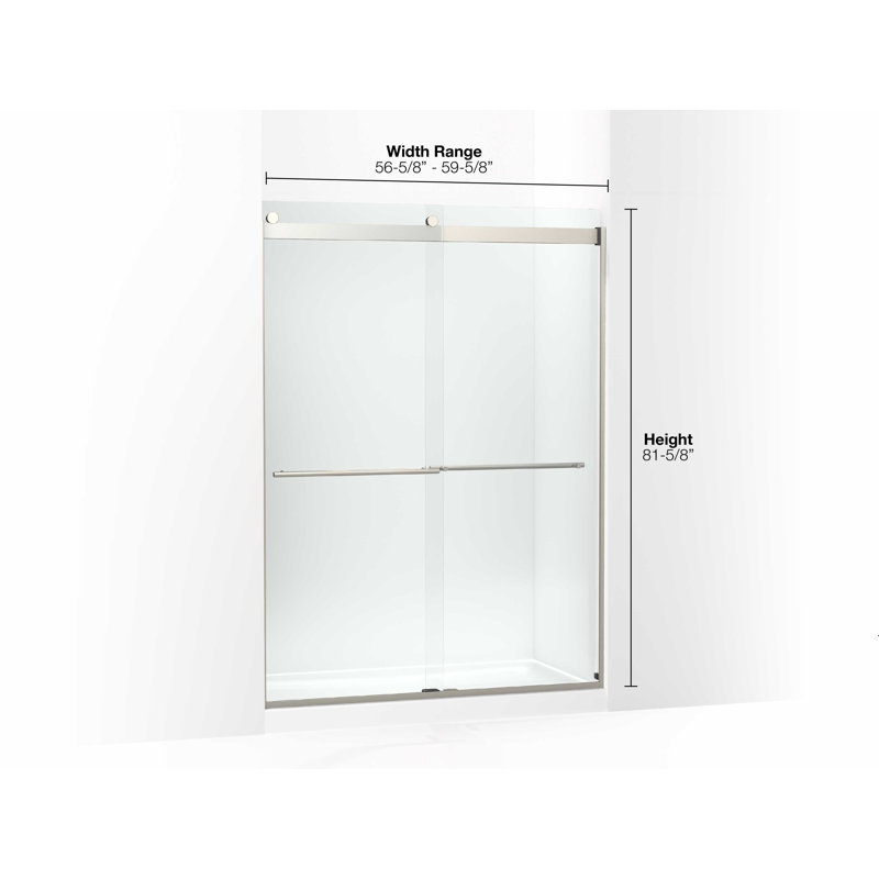 Kohler Levity Plus Less Sliding Shower Door, 81-5/8" H x 56-5/8 - 59-5/8" W, With 3/8" Thick ...